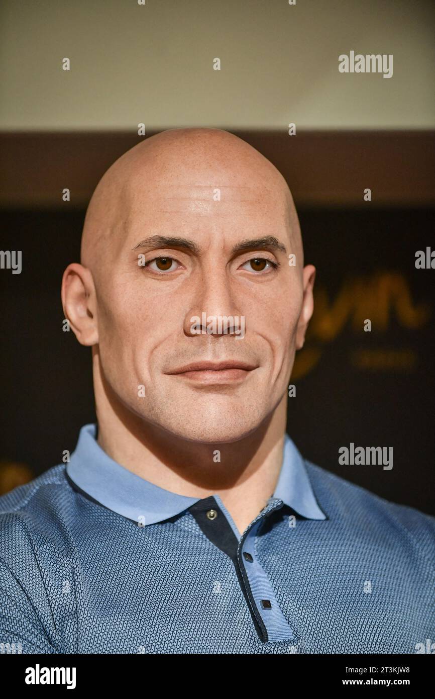 Photo taken on October 16, 2023 of Dwayne Johnson's original wax figure ...