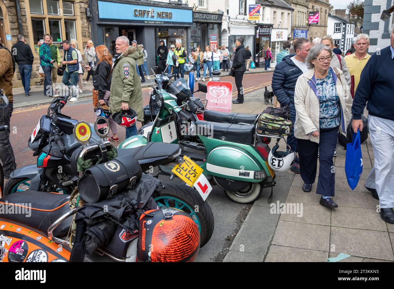 Ribble Valley scooter rally, scooterists meet up in castle street ...