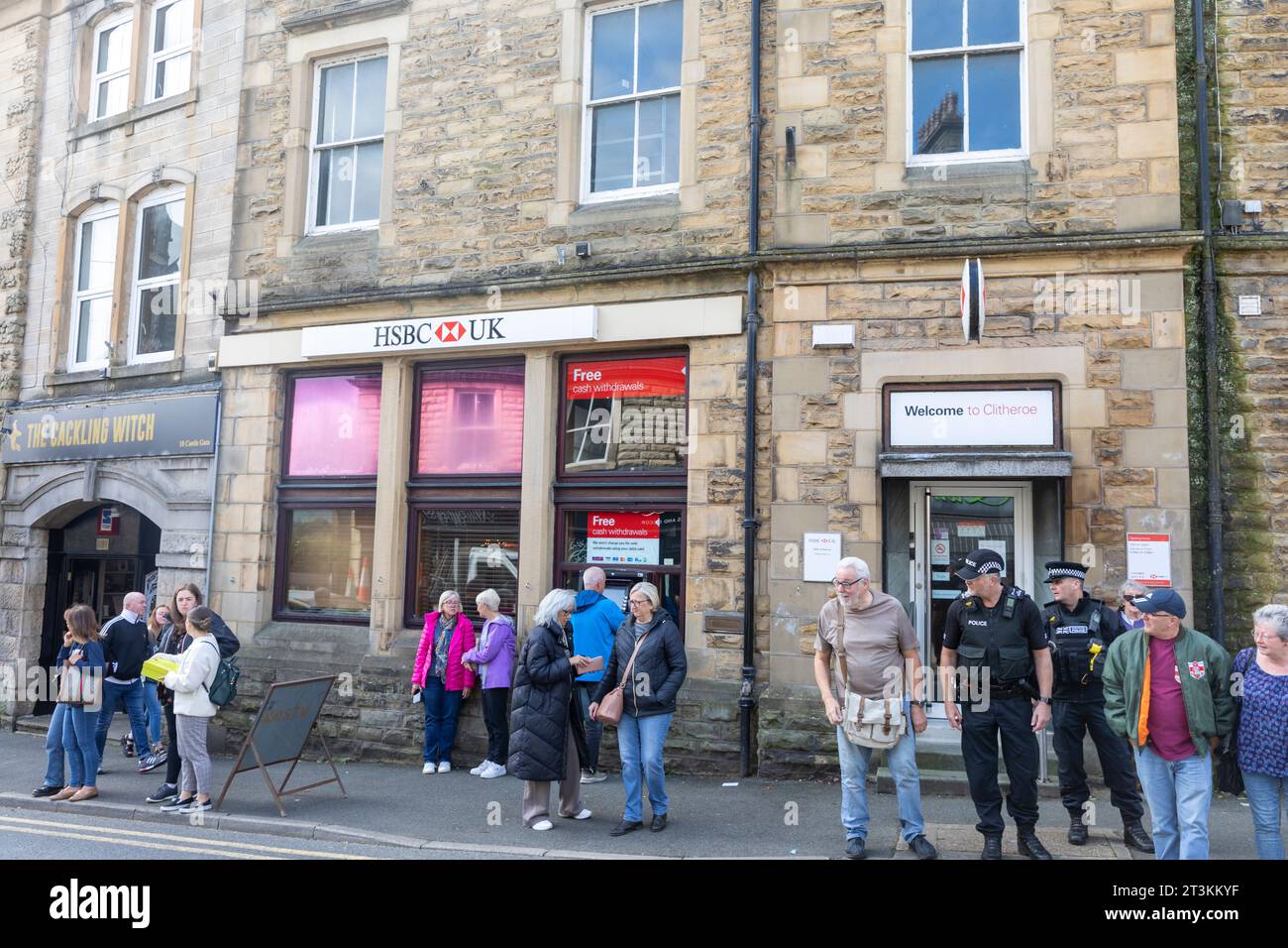 British police officers walking on the beat in Clitheroe town centre ...