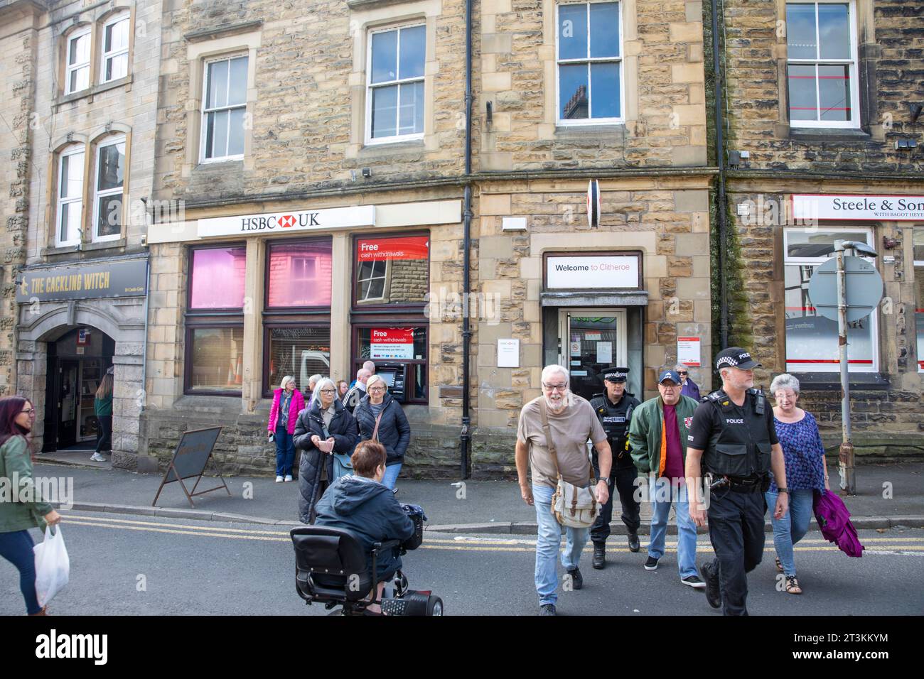 British police officers walking on the beat in Clitheroe town centre ...