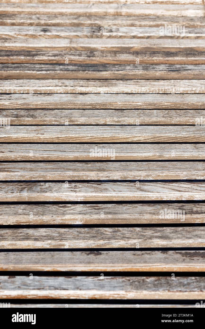 Retro texture of natural aged wood in the form of parallel planks with ...