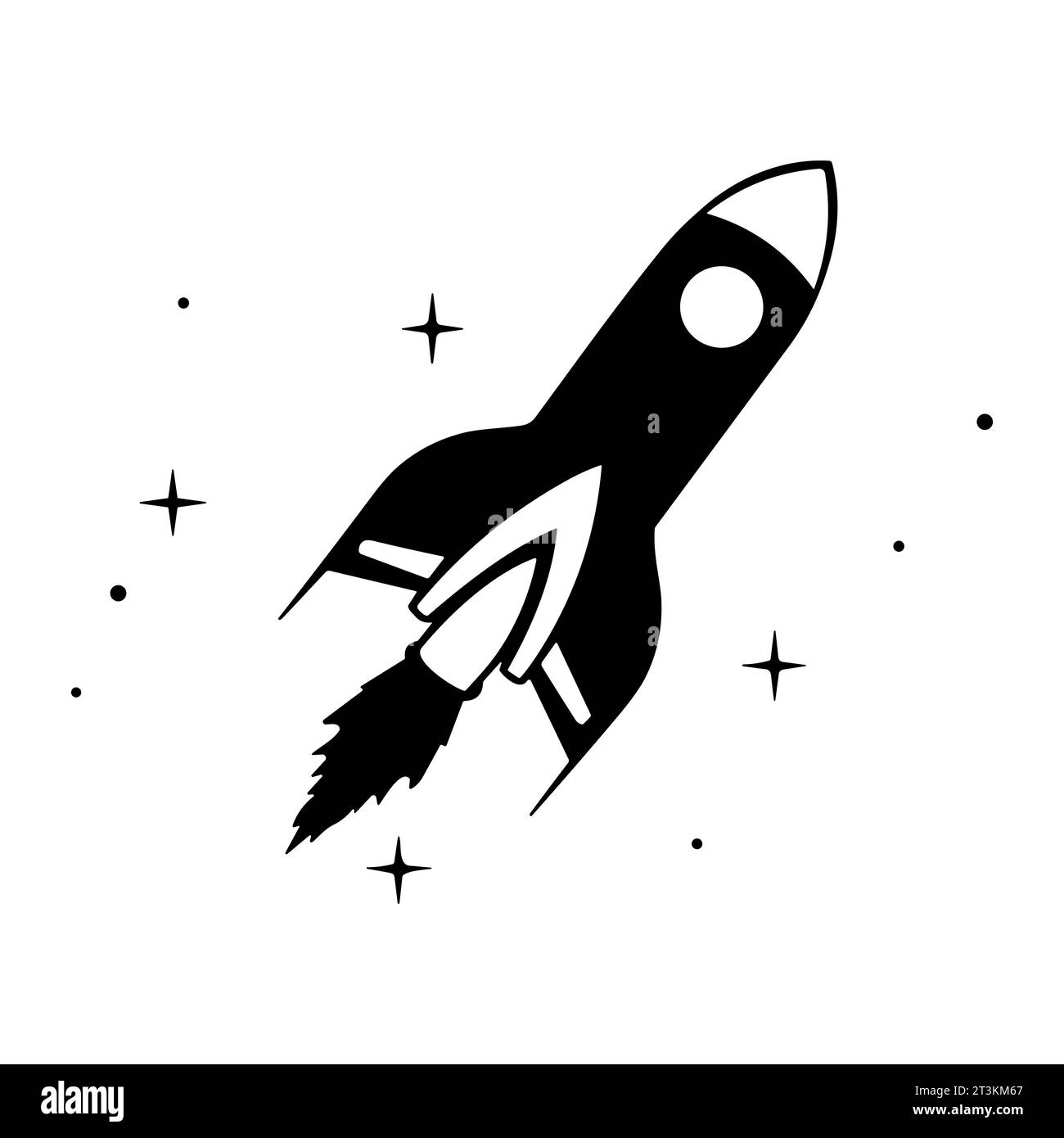 Rocket icon. Black spaceship icon isolated. Rocket launching sign ...