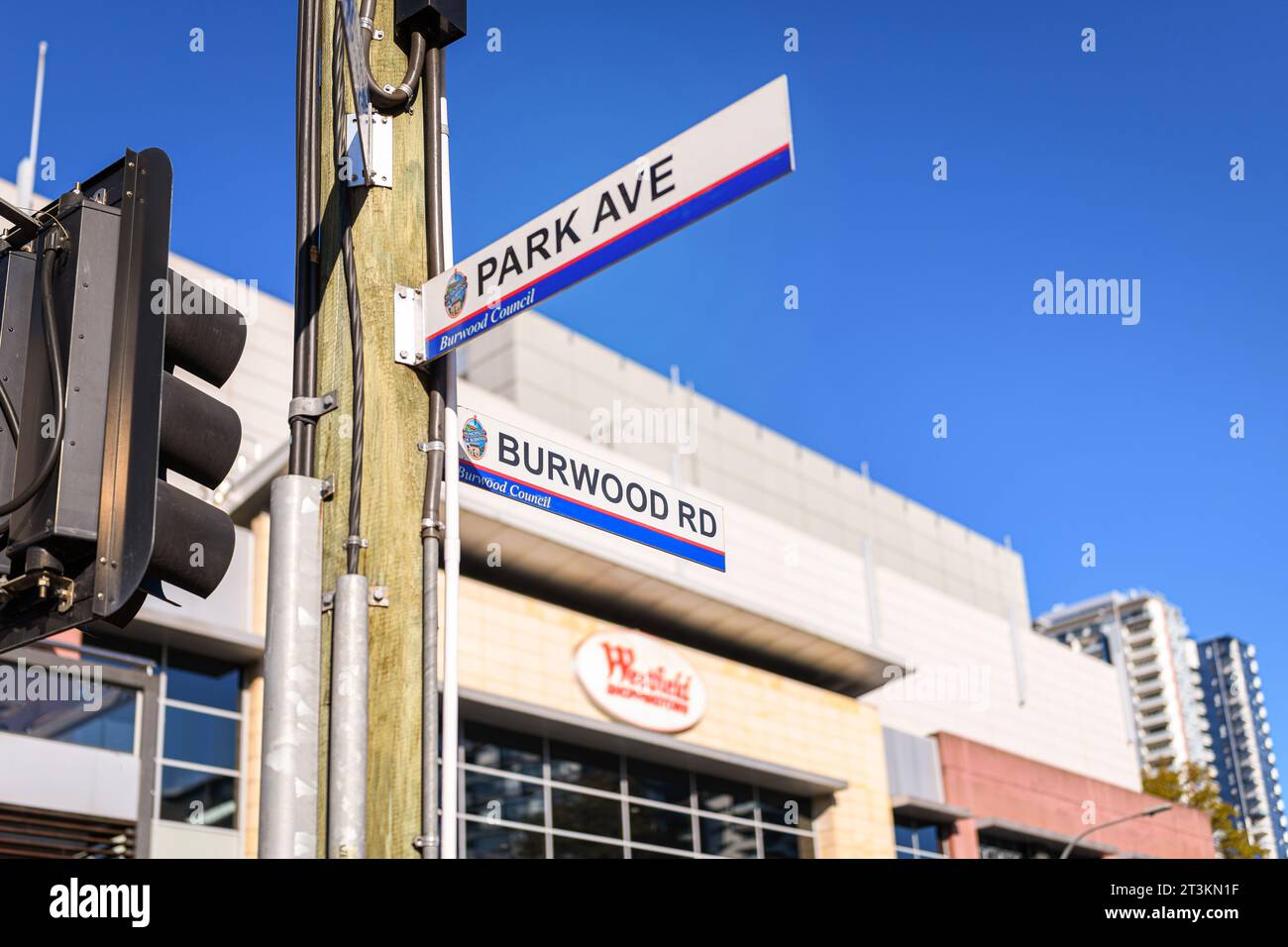 Sydney, Australia – April 22nd, 2021: Image of two street signs, Park ...