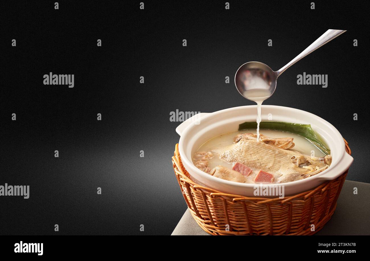 Double-boiled Muscovy Duck Broth with Bamboo Shoots and Jinhua ham，The ...