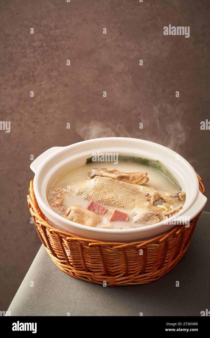 Double-boiled Muscovy Duck Broth with Bamboo Shoots and Jinhua ham，The ...