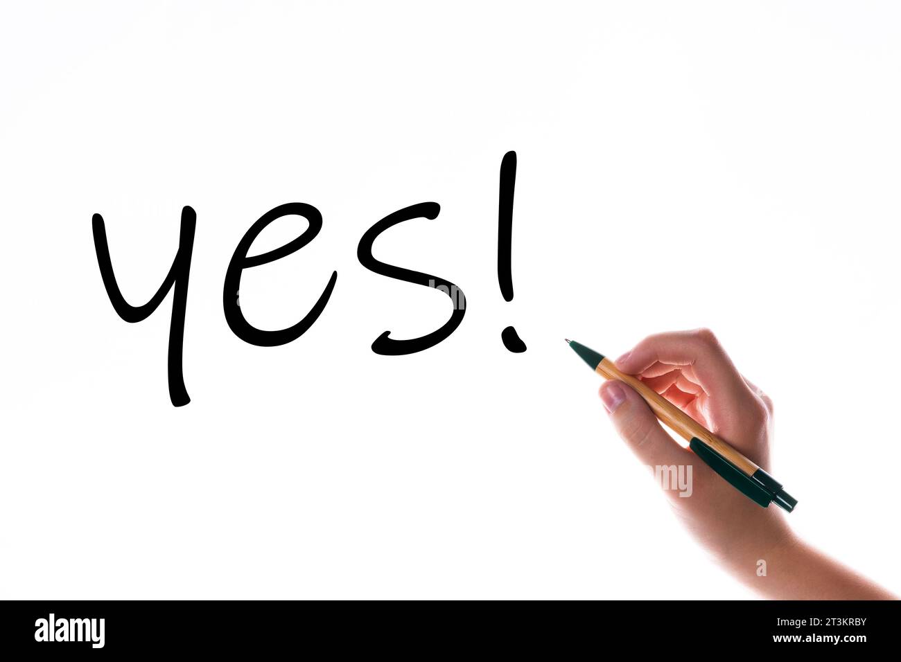 Children hand with pen write on an blue white background. Writing hand ...