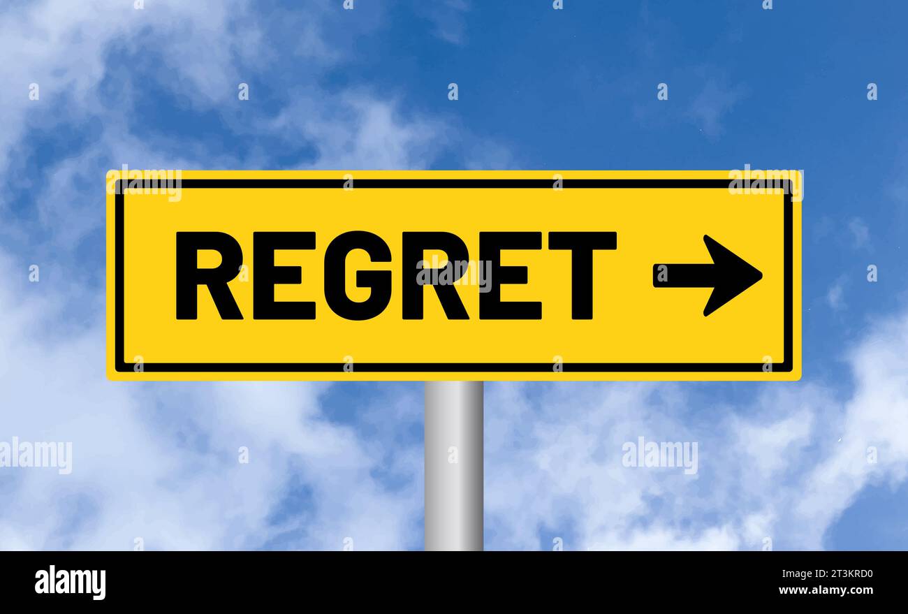 Regret road sign on sky background Stock Photo - Alamy
