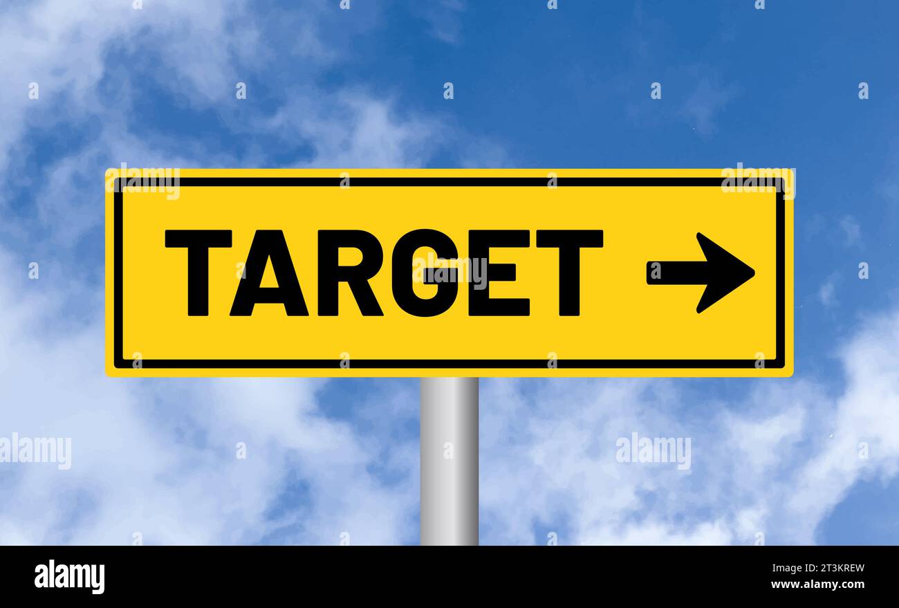Target road sign on blue sky background Stock Photo - Alamy