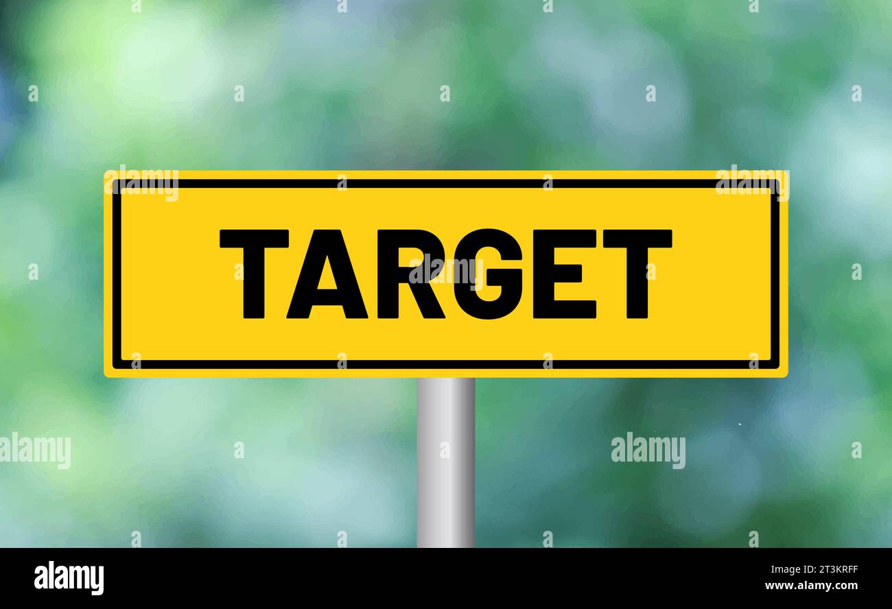 Target road sign on blur background Stock Photo - Alamy