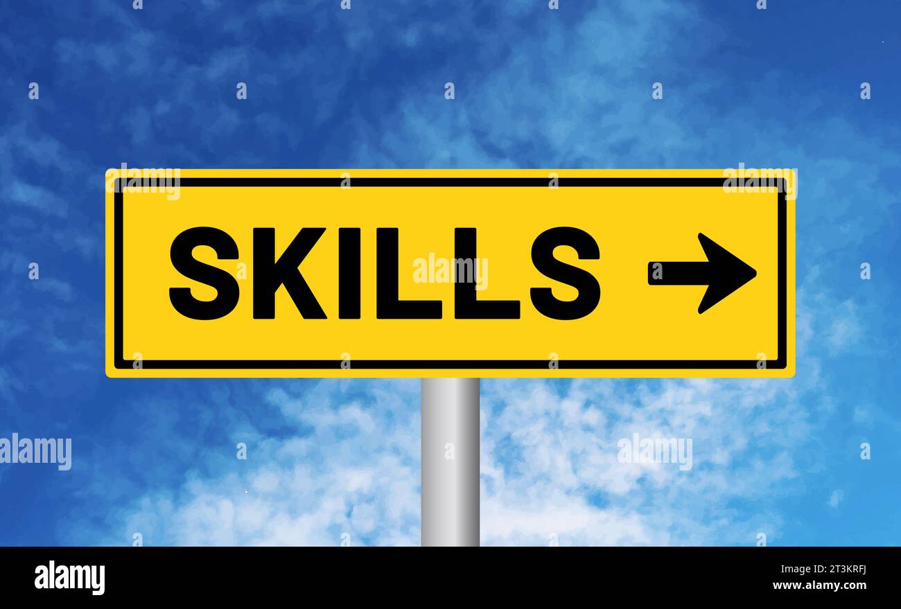 Skills road sign on sky background Stock Photo - Alamy