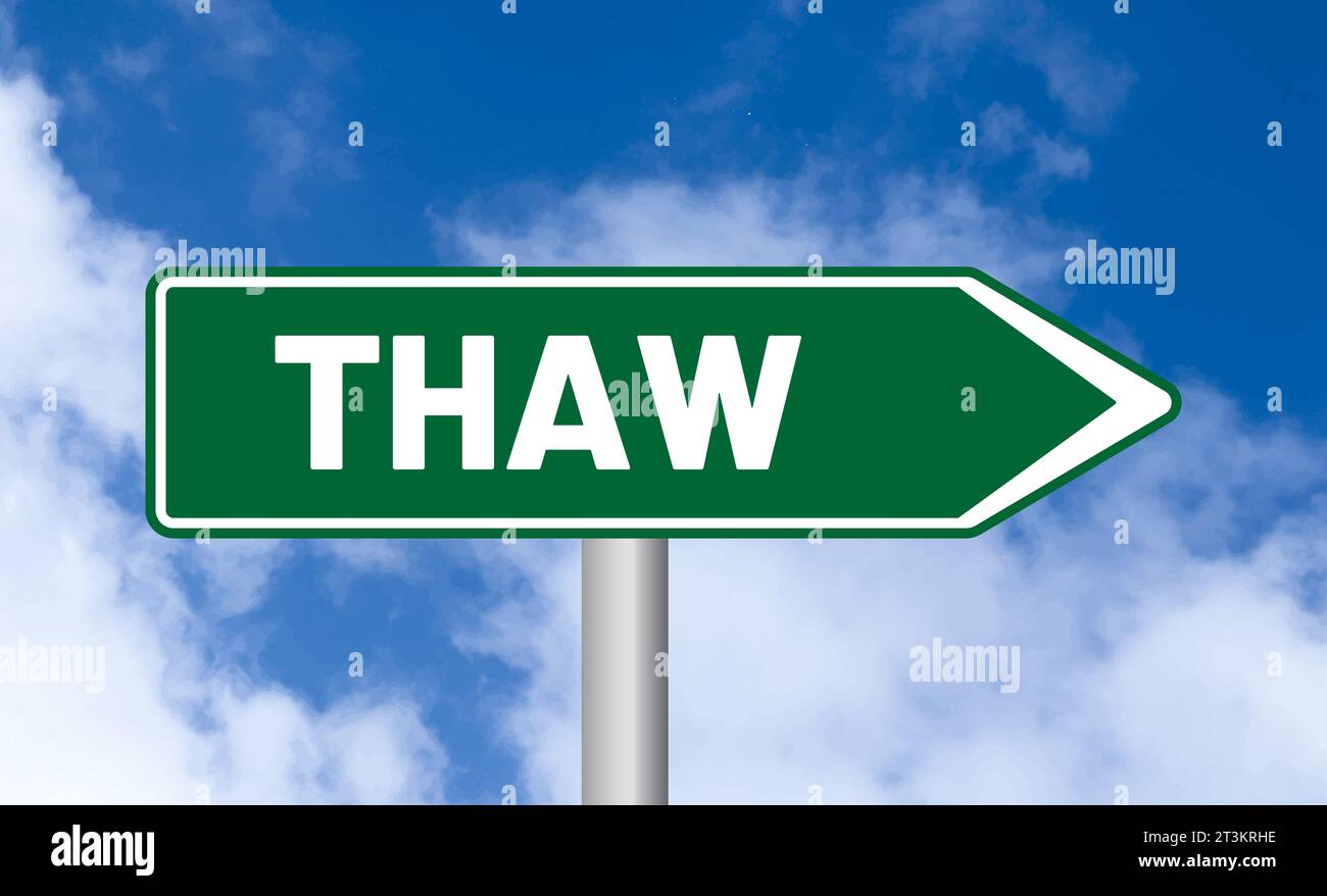Thaw road sign on blue sky background Stock Photo - Alamy