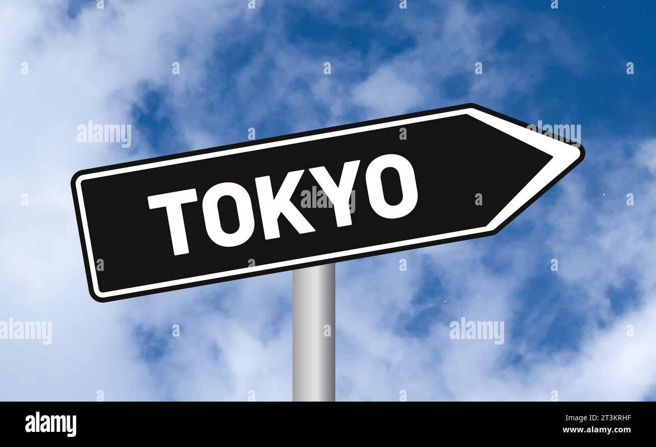 Tokyo road sign on sky background Stock Photo - Alamy