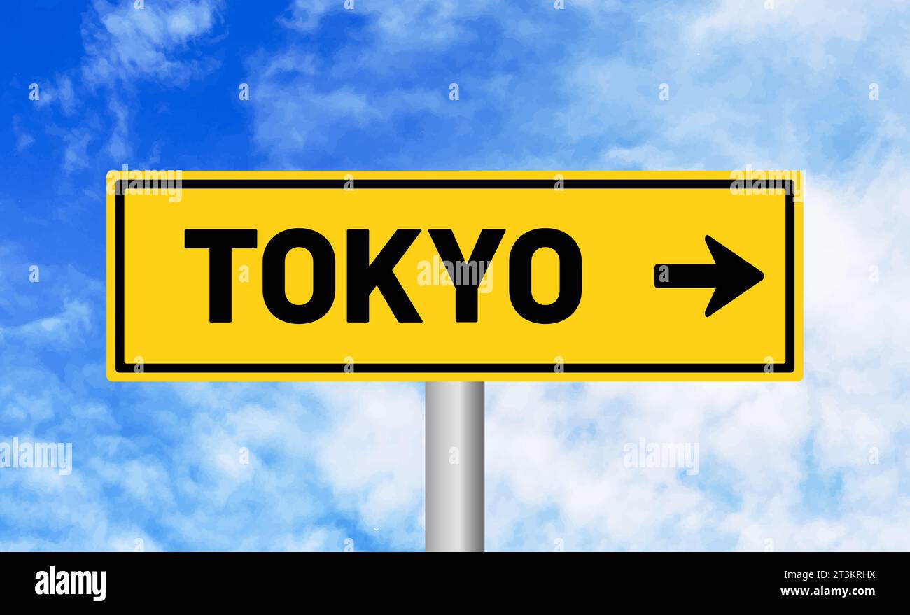 Tokyo road sign on sky background Stock Photo - Alamy