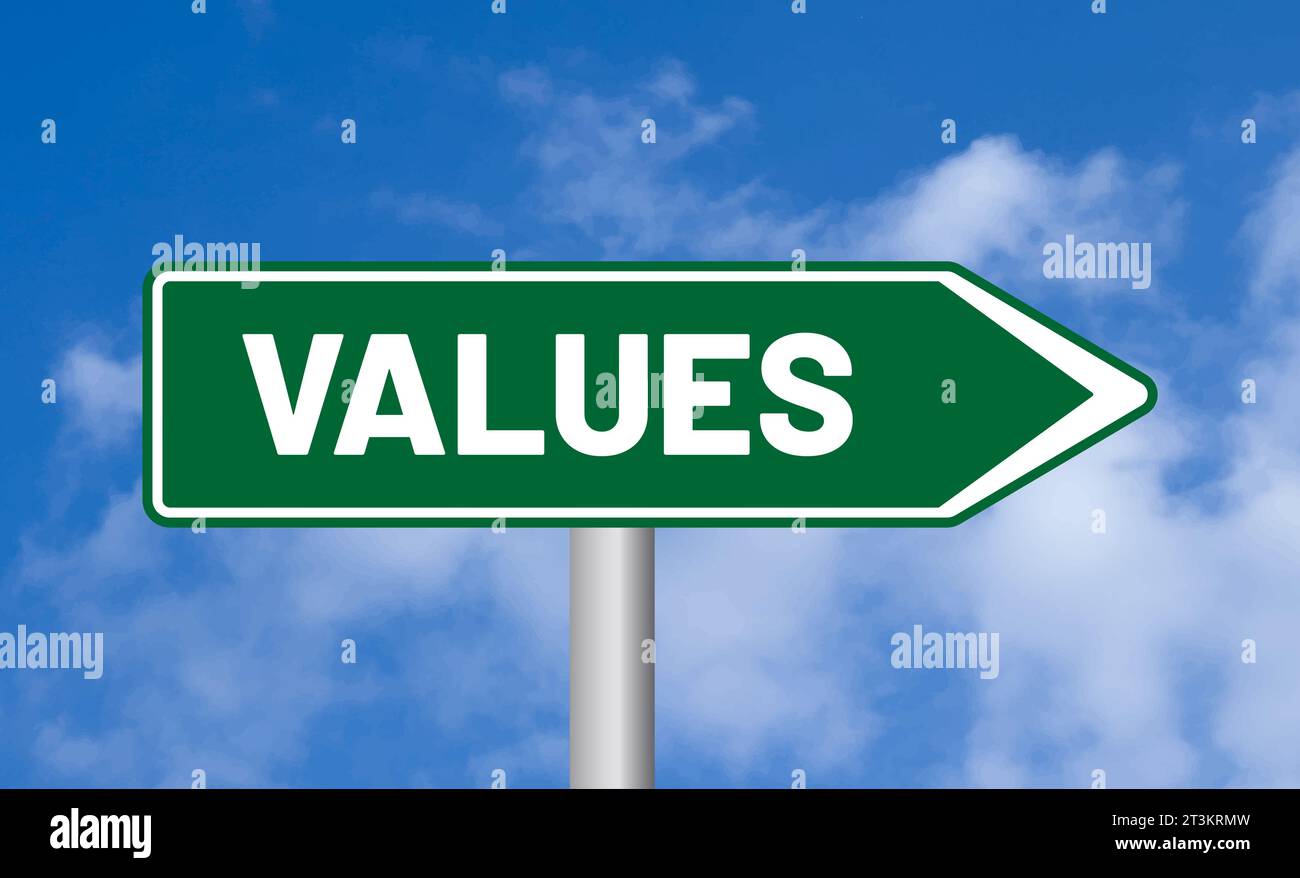 Values road sign on blue sky background Stock Photo - Alamy