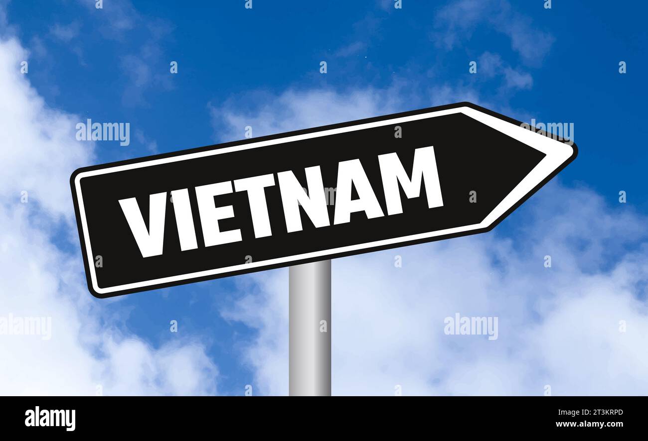 Vietnam road sign on blue sky background Stock Photo - Alamy