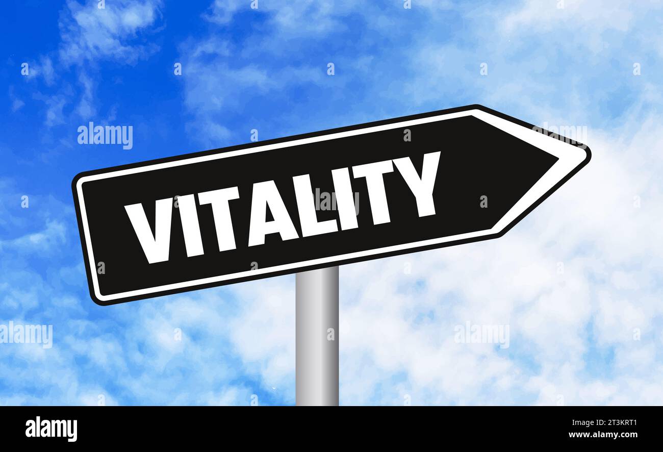 Vitality road sign on sky background Stock Photo - Alamy