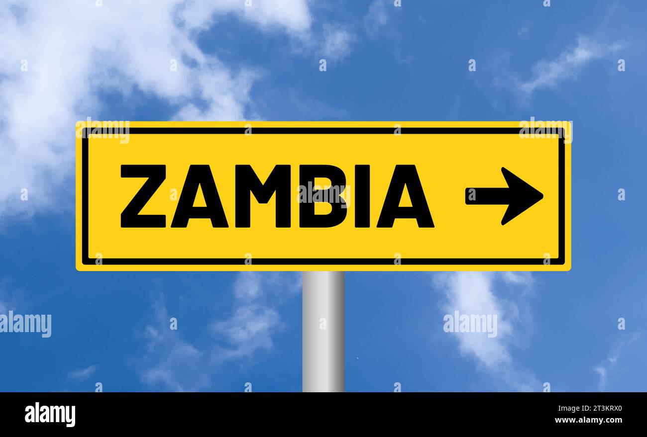Zambia road sign on sky background Stock Photo - Alamy