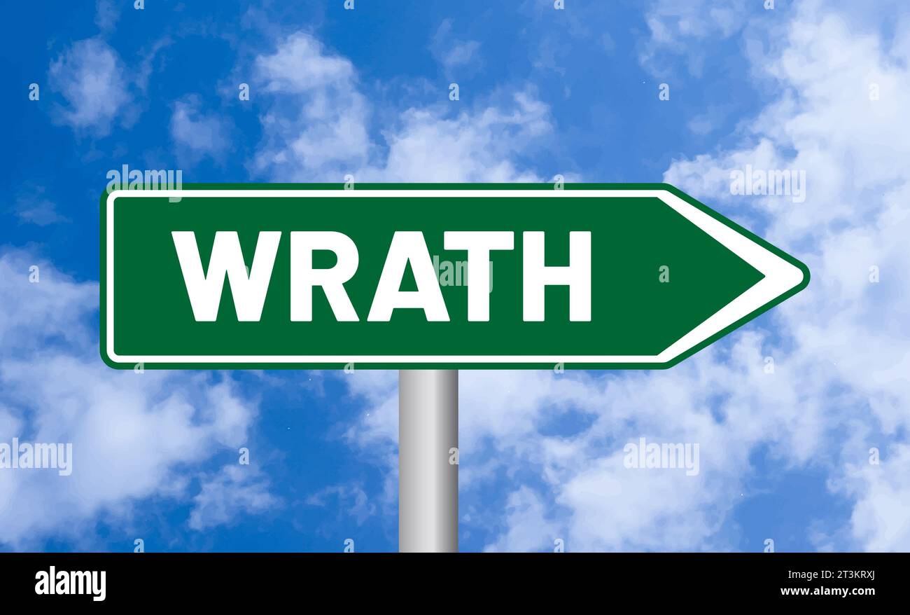 Wrath road sign on cloudy sky background Stock Photo - Alamy