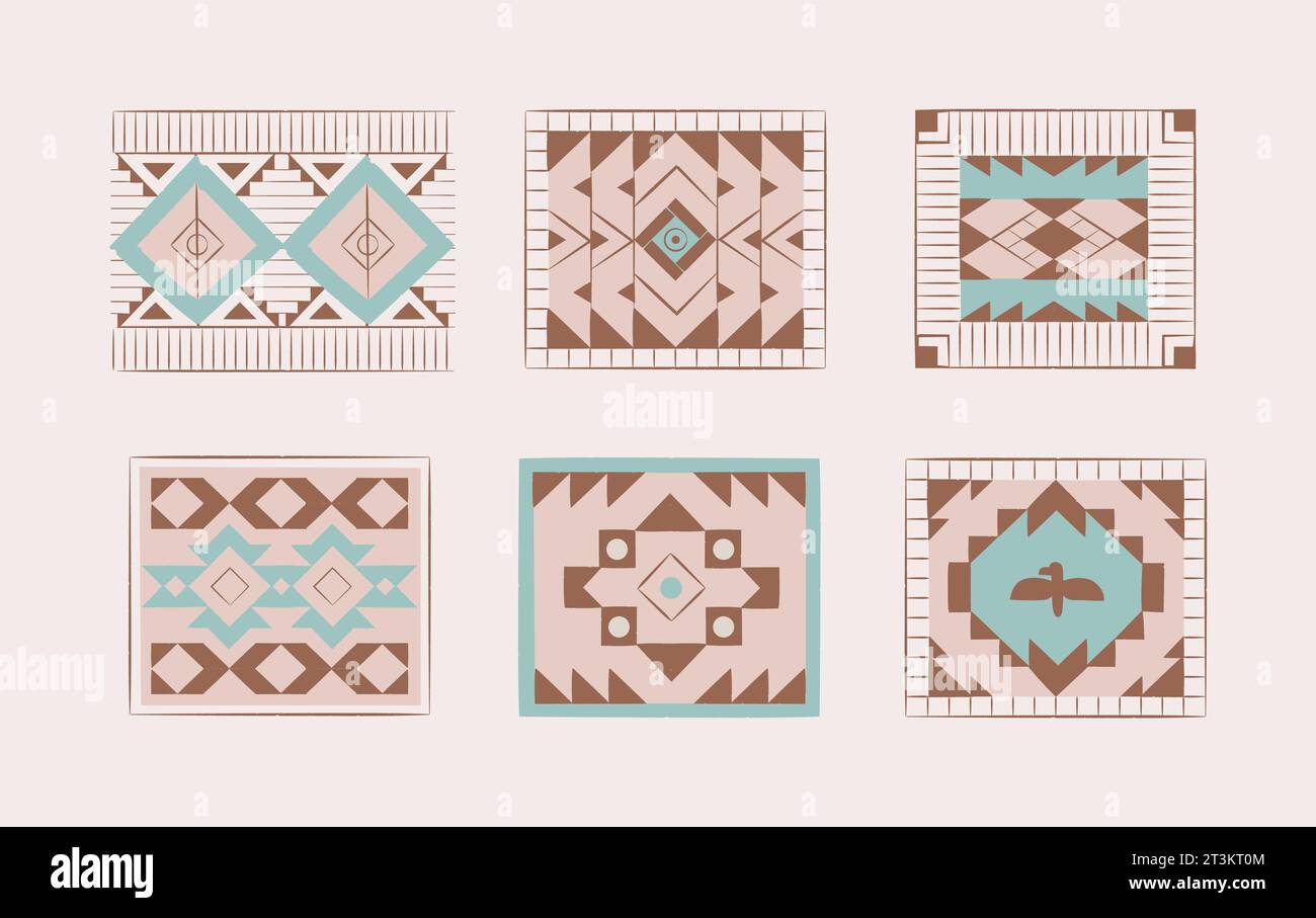 Native american indian ornament set. Tribal design, geometric symbols ...