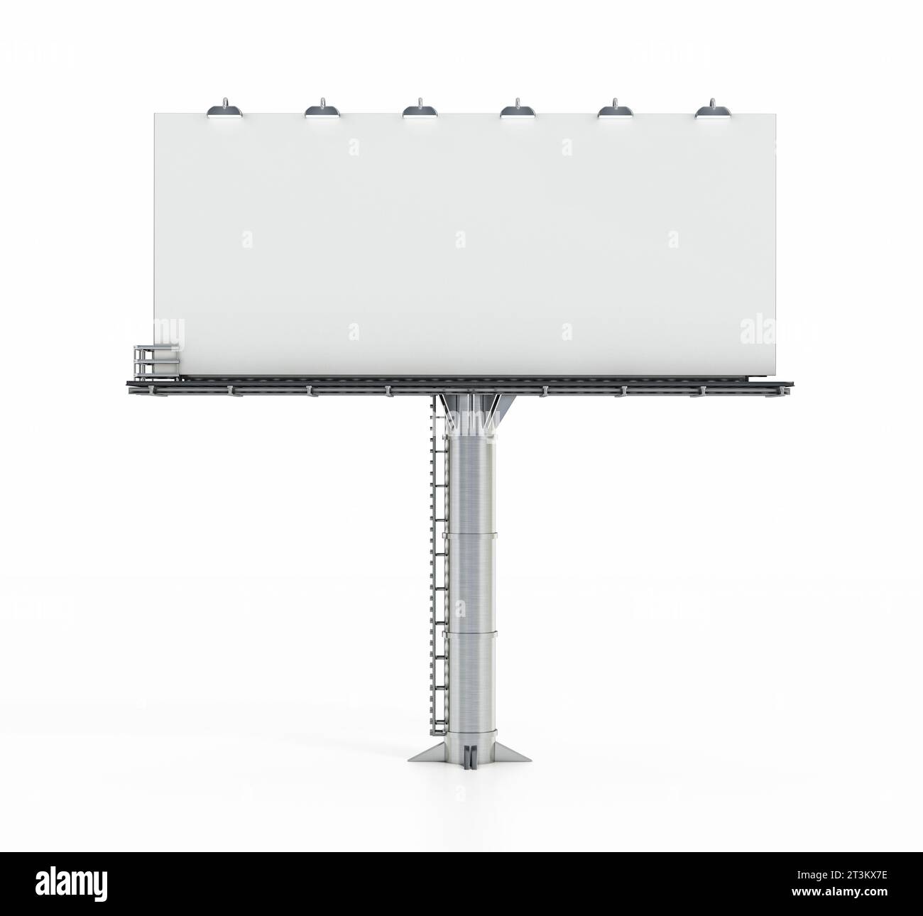 Blank outdoor billboard on a metal post isolated on white background ...