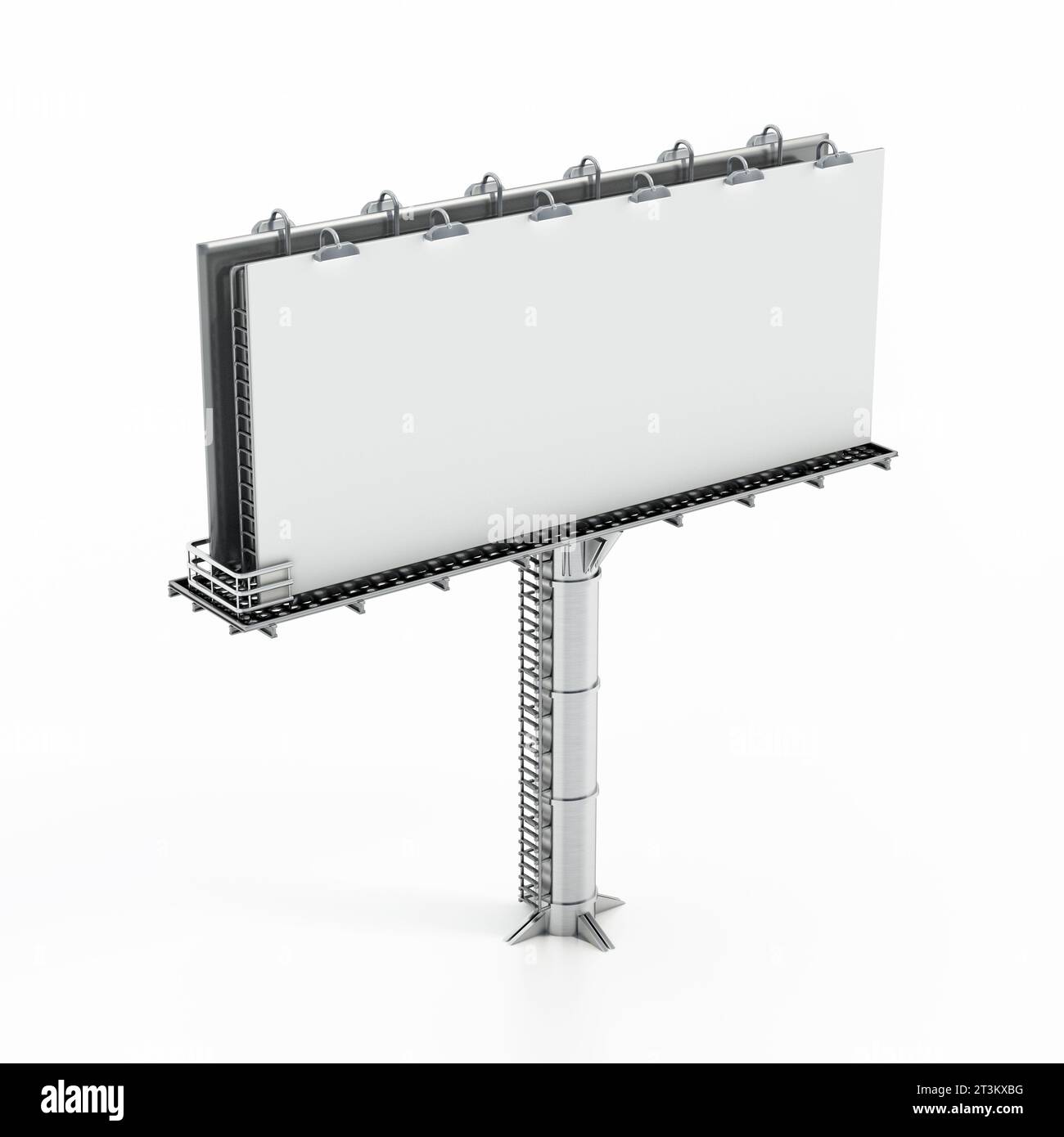 Blank outdoor billboard on a metal post isolated on white background ...