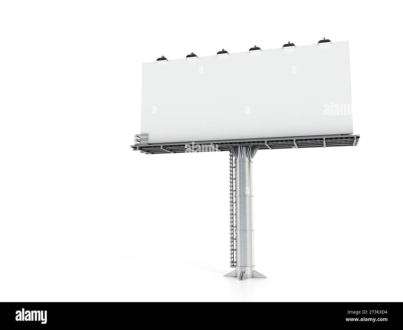 Blank outdoor billboard on a metal post isolated on white background ...