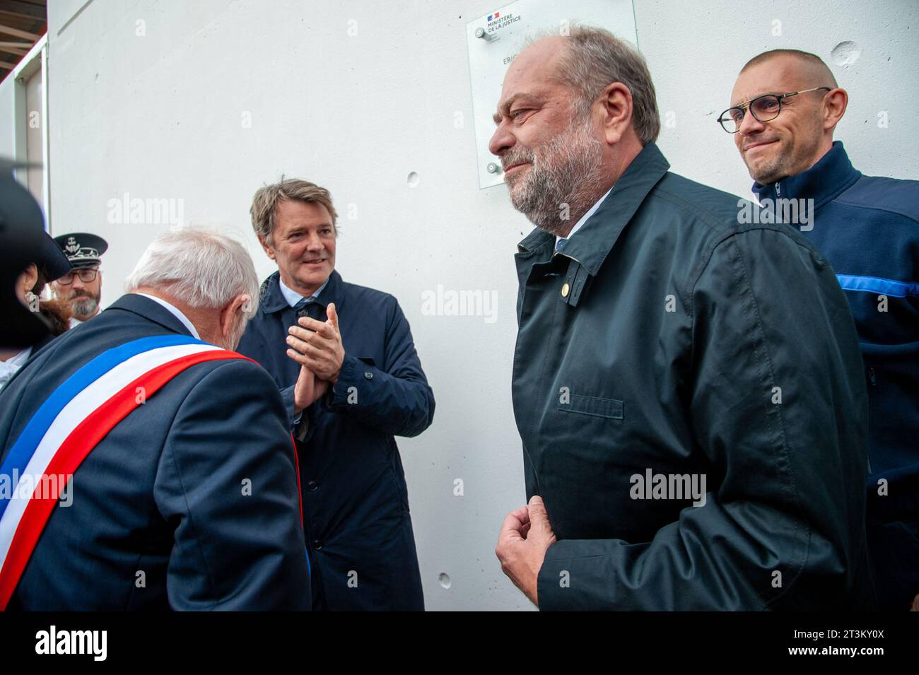 Troyes, France. 25th Oct, 2023. Jacques Gachowski Mayor of Lavau, Éric ...