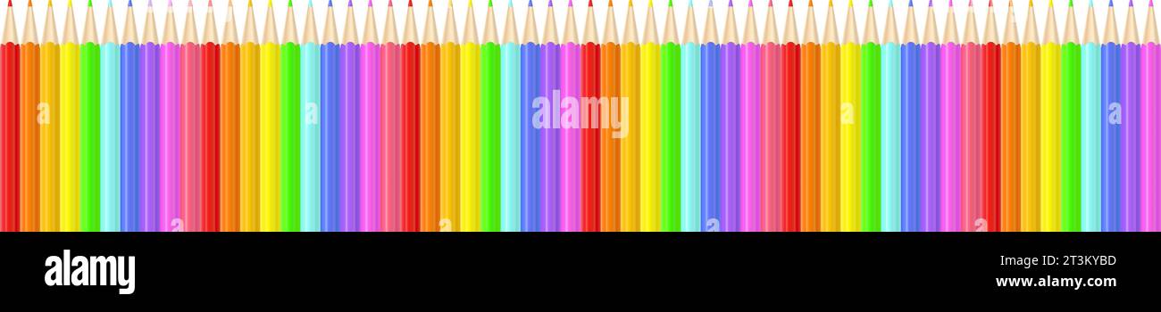 Realistic pencils border. Drawing crayons in a line Stock Vector Image ...