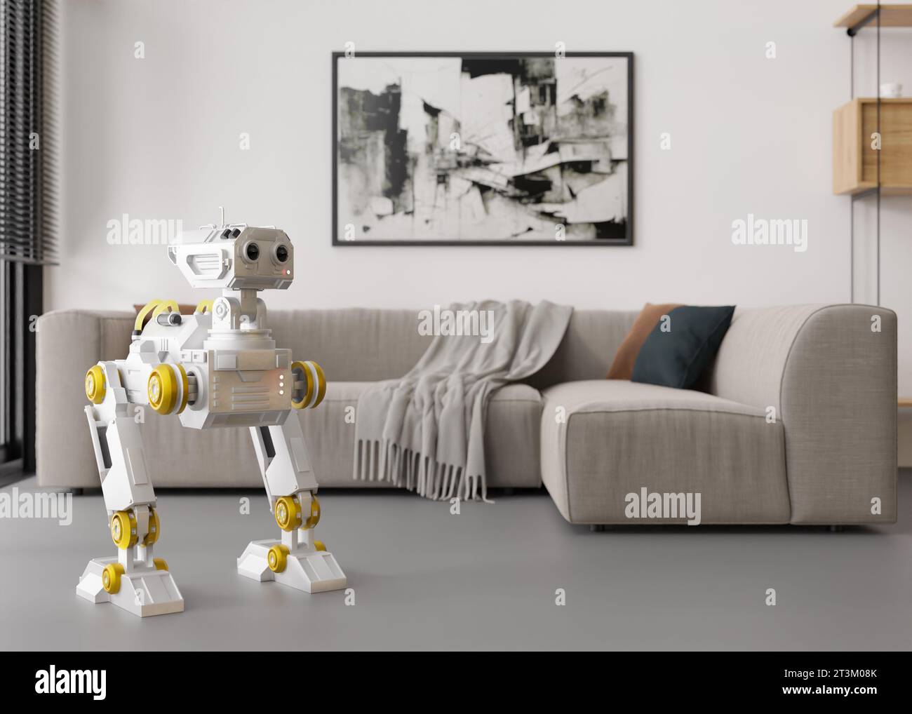 Robot at home. Artificial intelligence, digital technology. Robotics ...