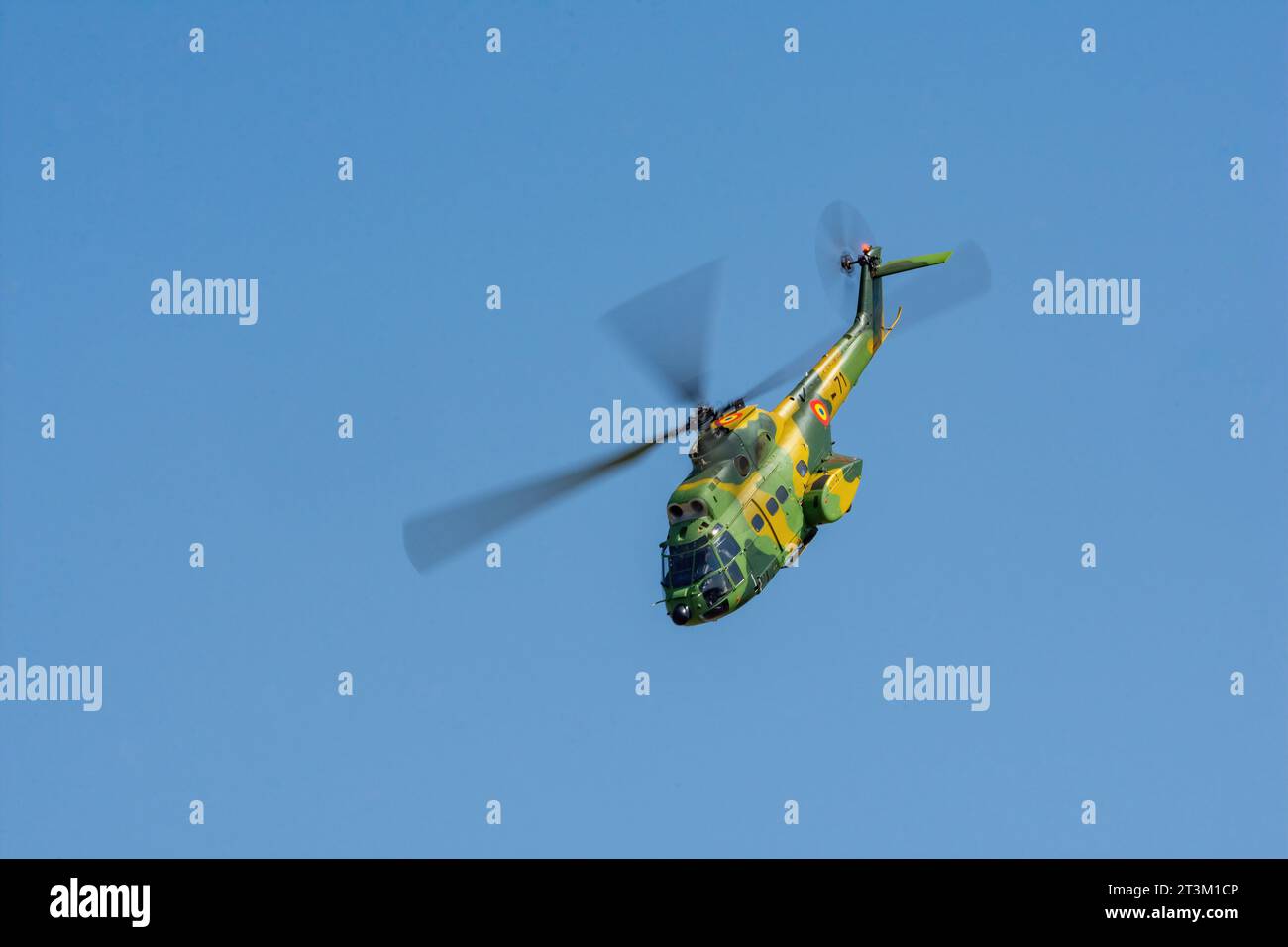 A helicopter IAR 330 Puma of Romanian Air Force flying at Bucharest ...