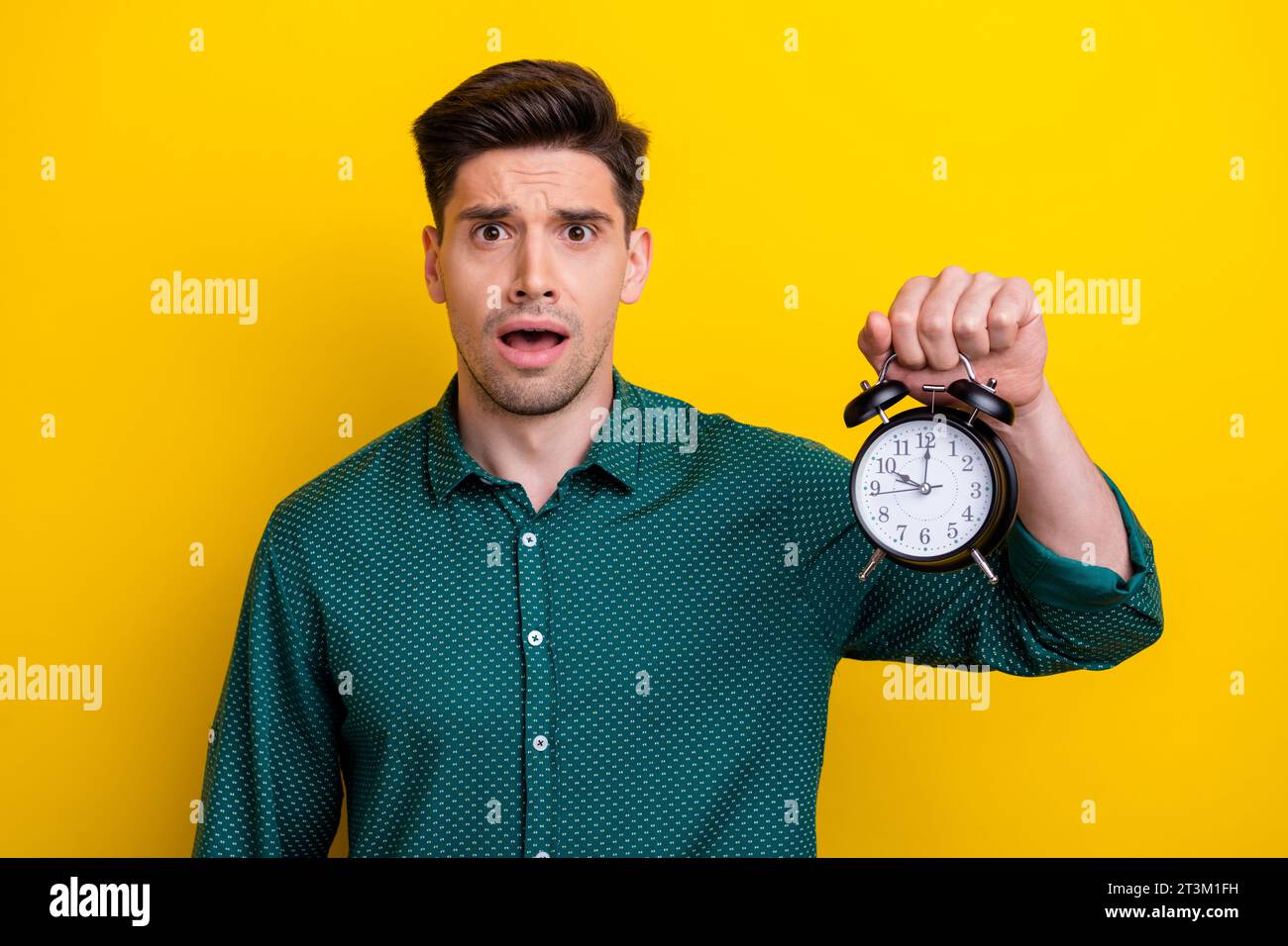 Photo of stressed depressed man dressed stylish clothes hand showing ...