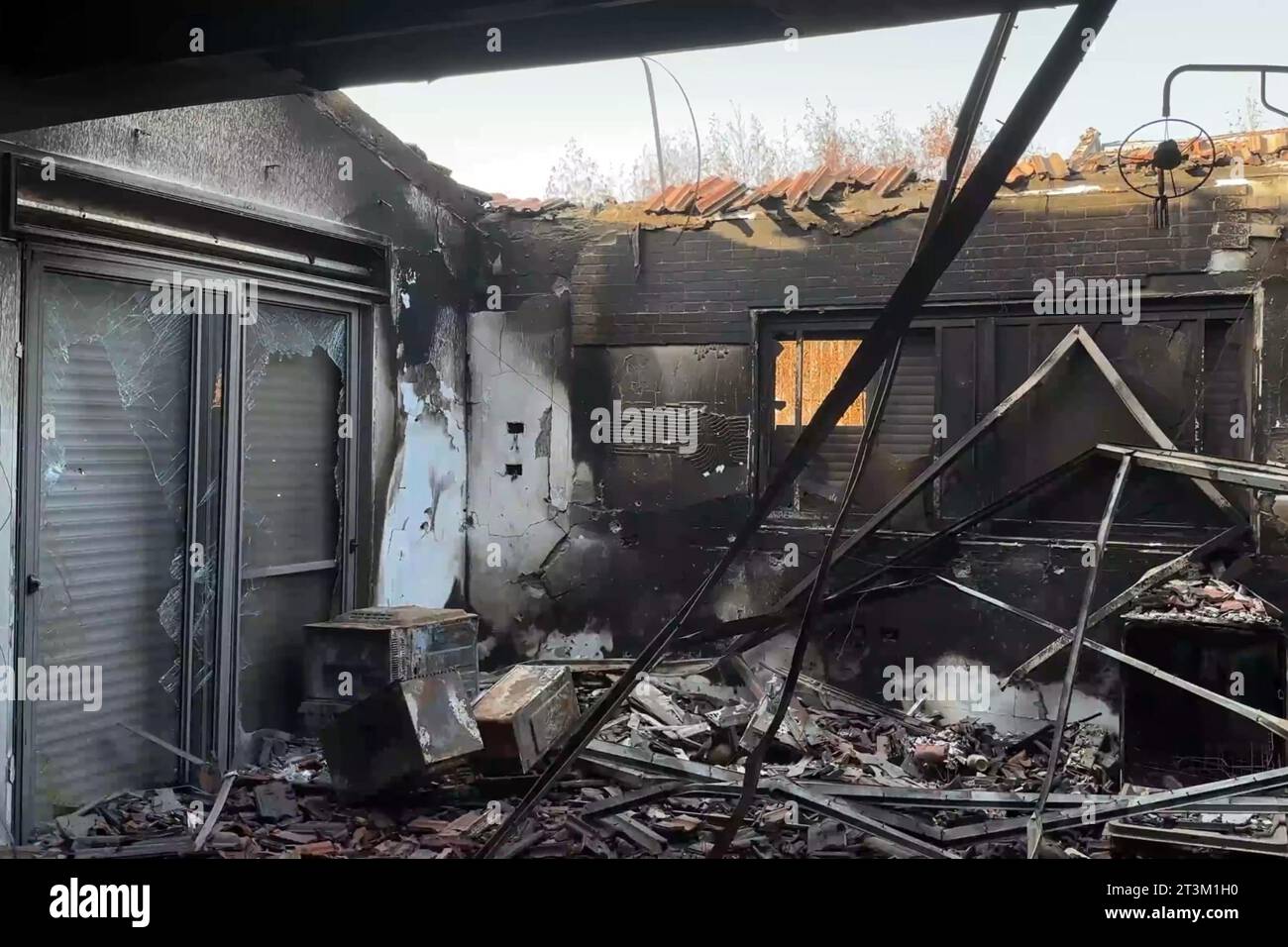 A house that was set on fire by Palestinian militants during the ...