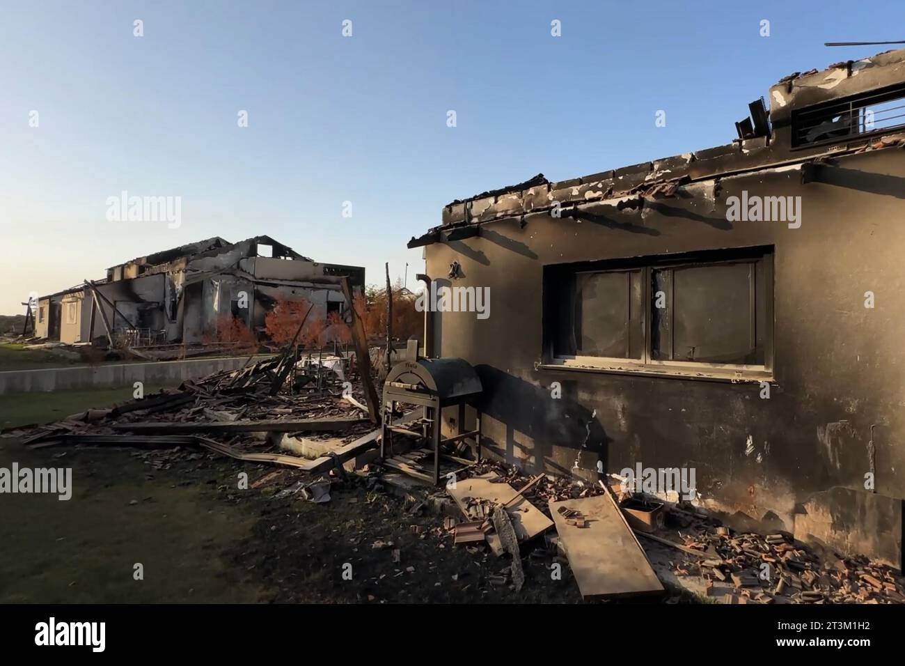 Houses that were set on fire by Palestinian militants during the ...