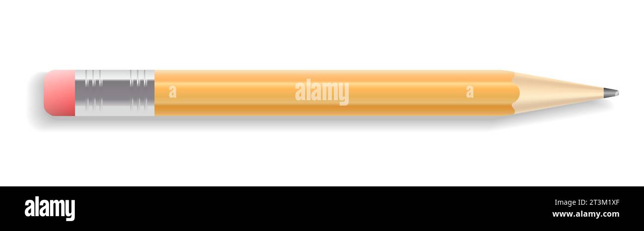 Realistic drawing pencil with rubber end. Sharpened detailed graphic ...