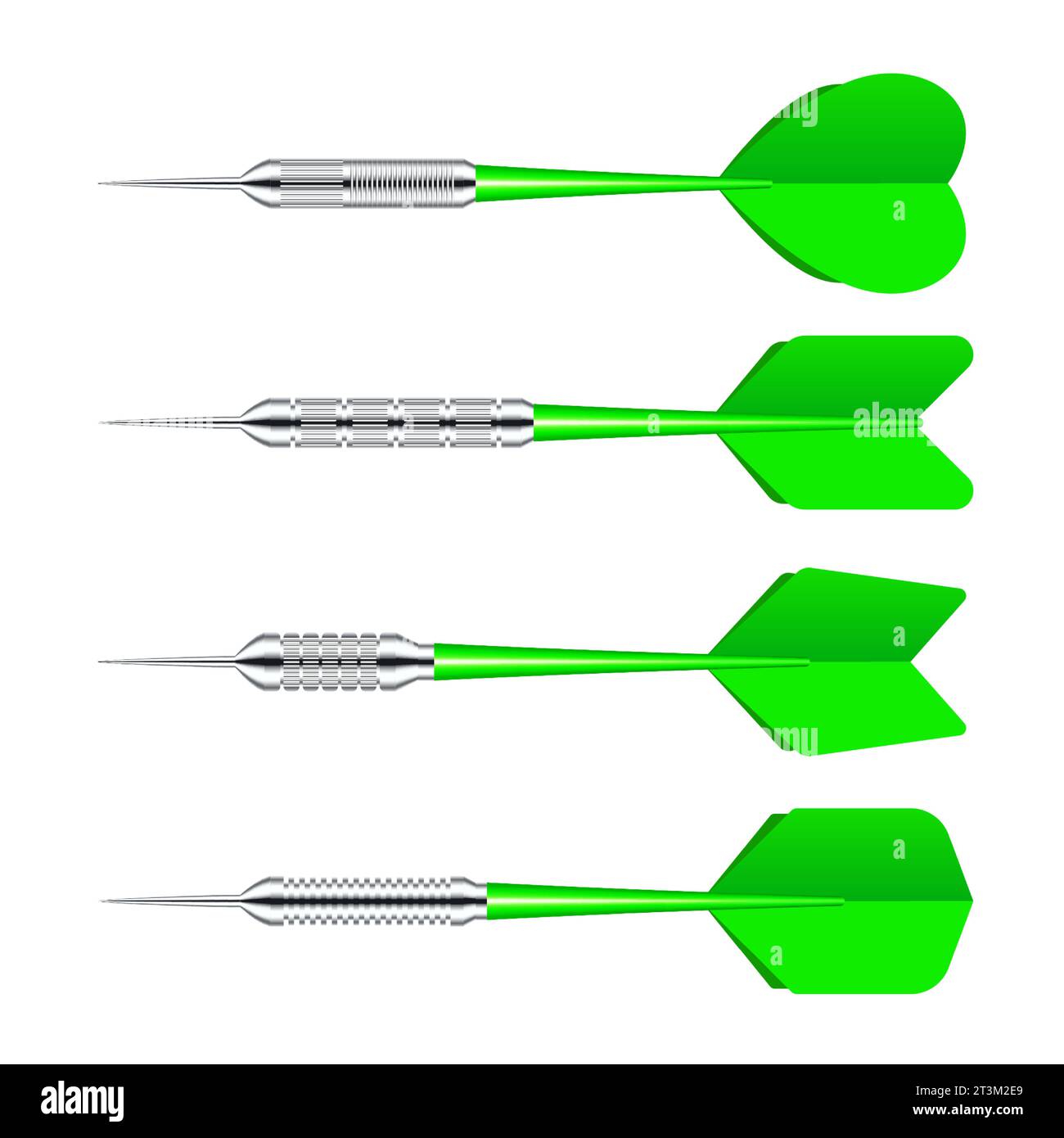 Green dart arrows with metal tip isolated on white background. Dart ...