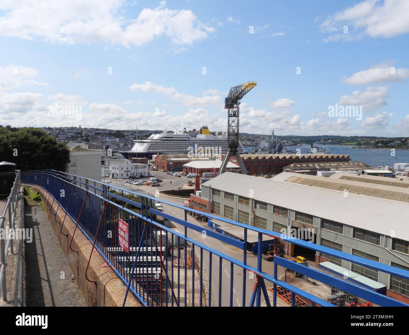 Port facility with cruise ship terminal in Falmouth harbor England ...