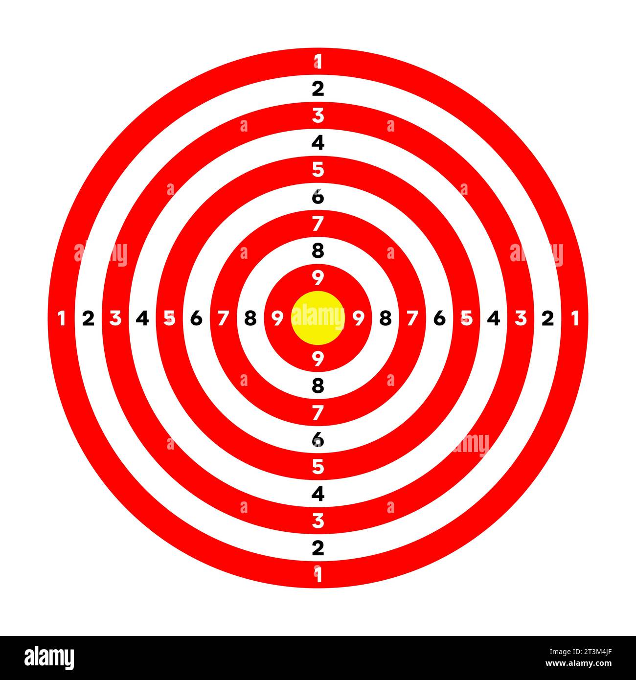 Shooting range paper target with divisions, marks and numbers. Archery ...