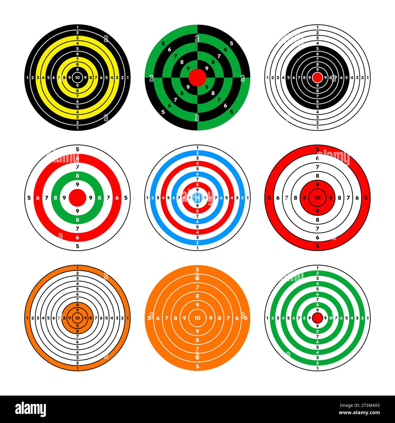 Shooting range paper targets. Round target with divisions, marks and ...