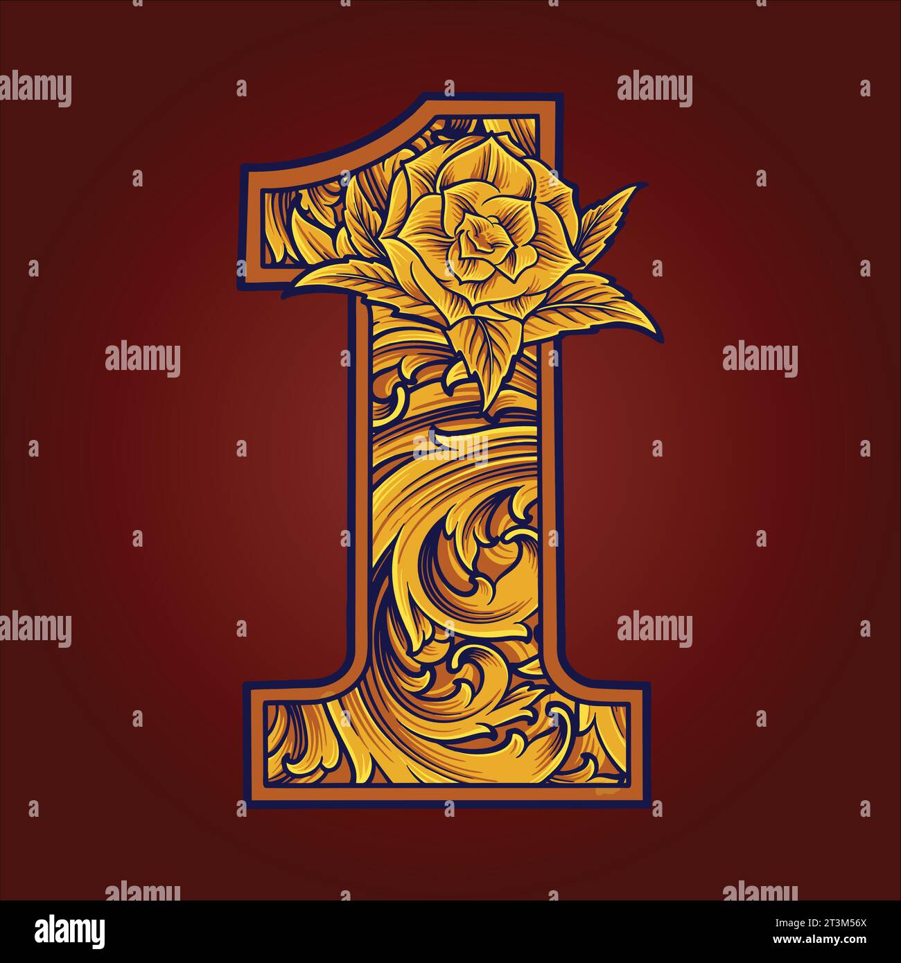 Antique elegant number 1 monogram logo vector illustrations for your ...