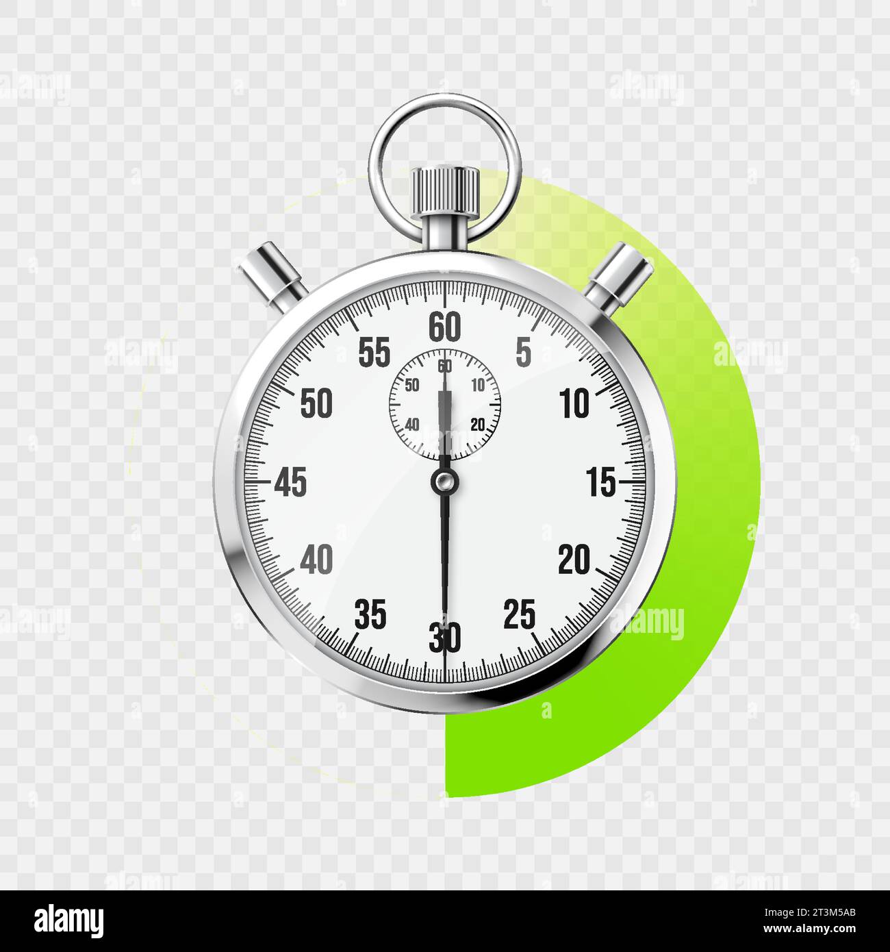 Realistic classic stopwatch. Shiny metal chronometer, time counter with ...