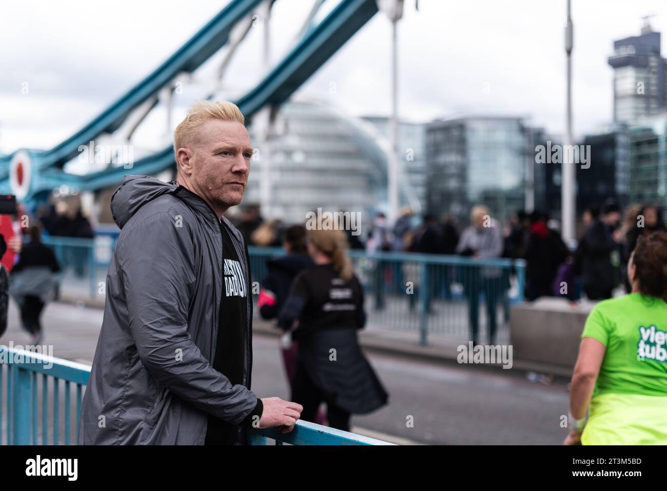 Athlete Iwan Thomas watching the runners in the Vitality Big Half half ...
