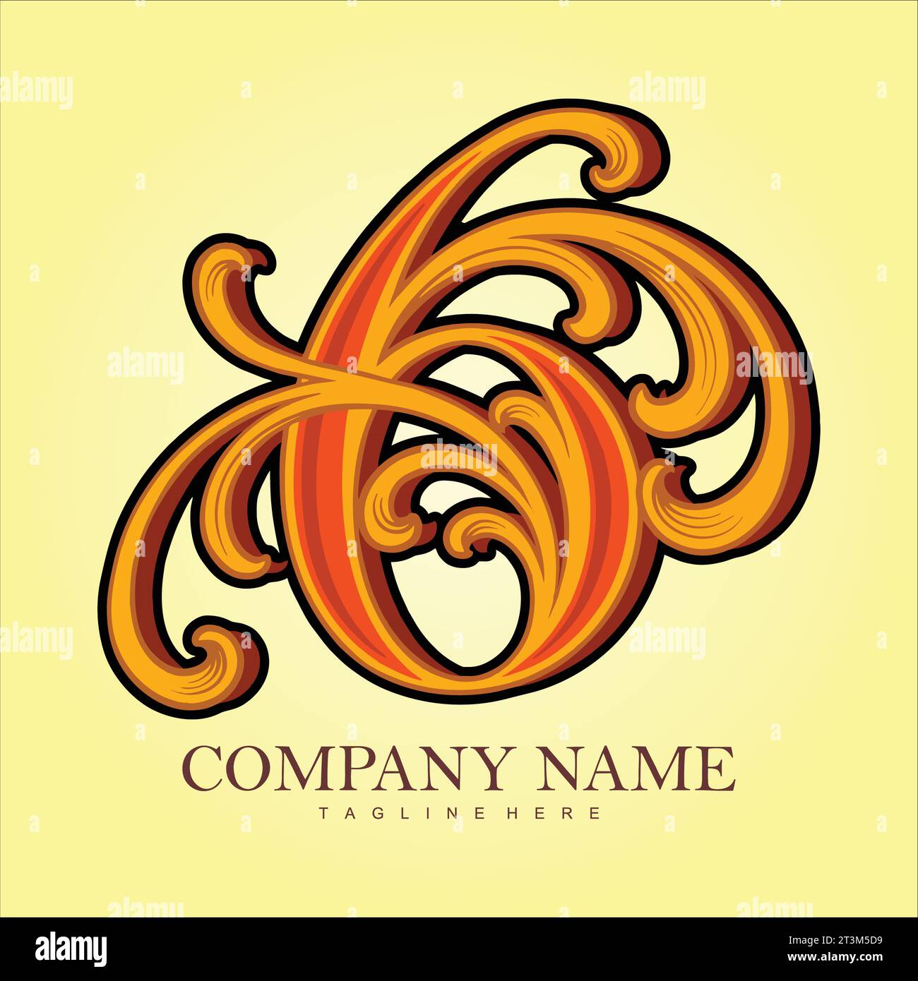 Classic timeless number 6 monogram logo vector illustrations for your ...