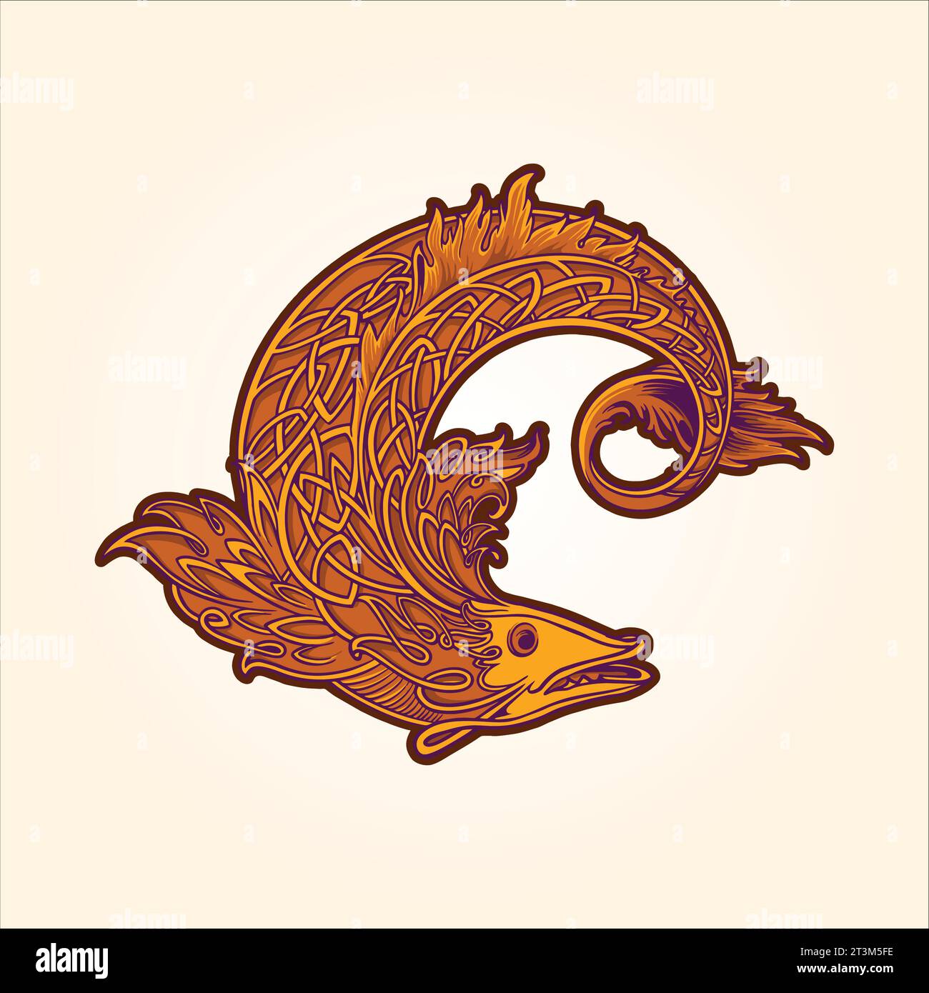 Ancient celtic artistry mythical fish ornaments vector illustrations ...