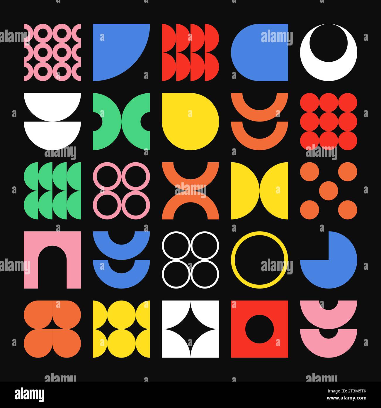 Brutalist geometric shapes, colorful symbols. Simple primitive elements ...