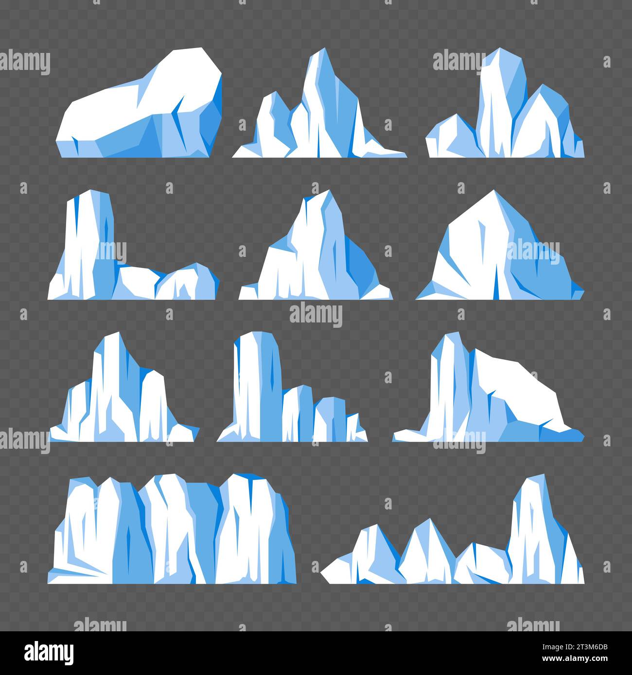 Floating icebergs collection. Drifting arctic glacier, block of frozen ...