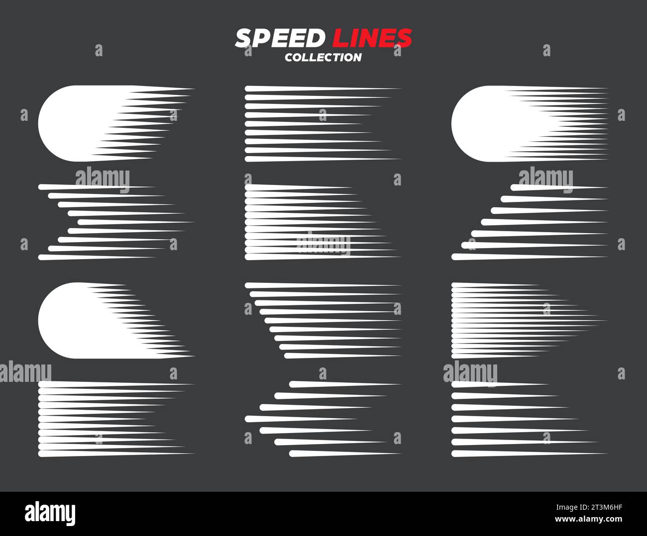 White cartoon or comic speed lines with round corners. Simple line with ...