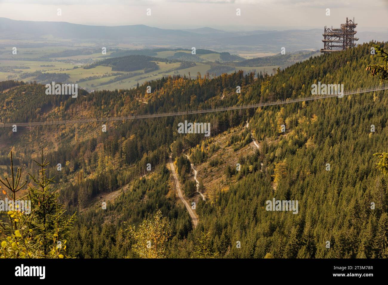 Aerial view of the worlds longest 721 meter suspension footbridge Sky ...
