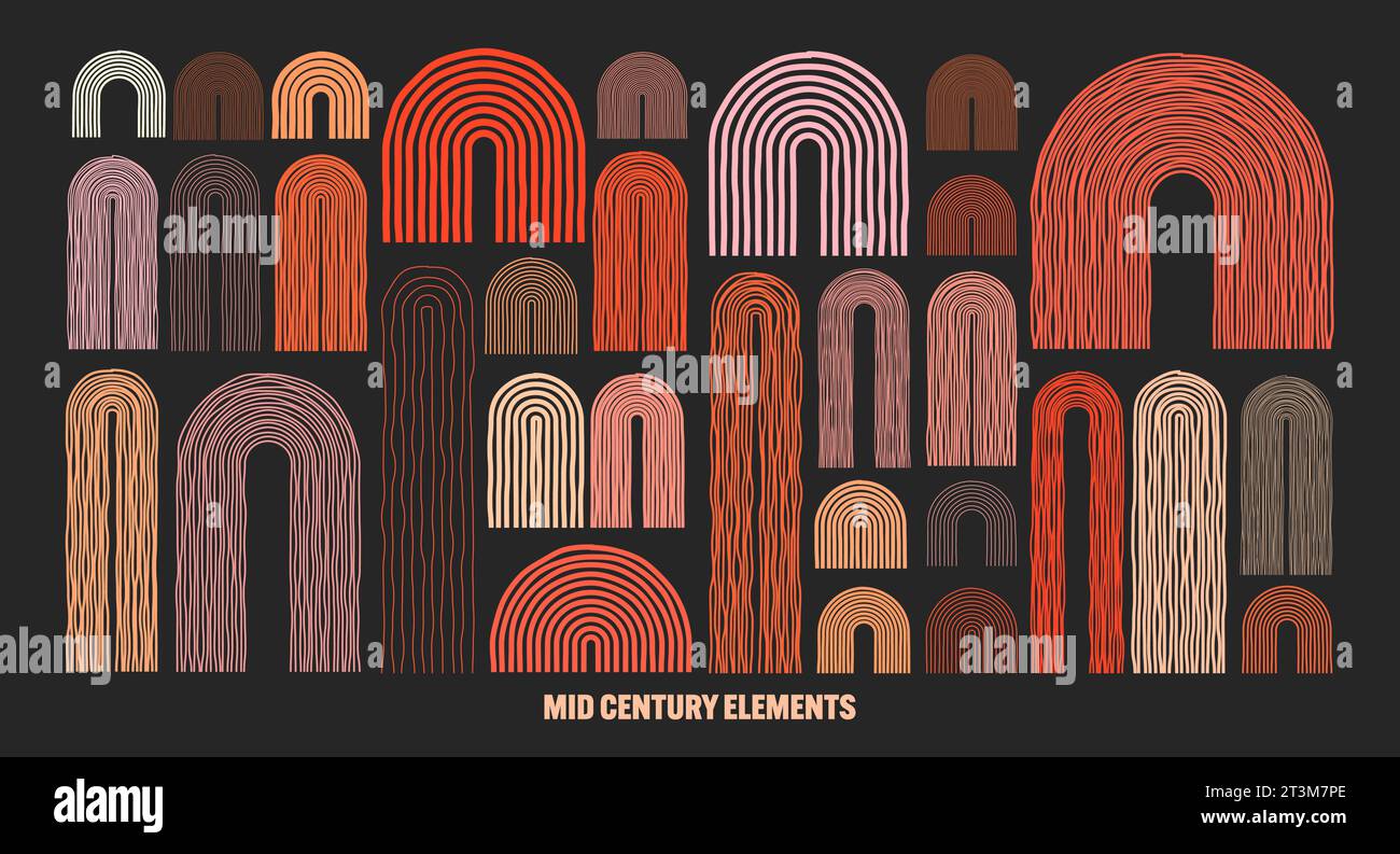 Mid century arch elements, modern geometric shapes. Contemporary design ...