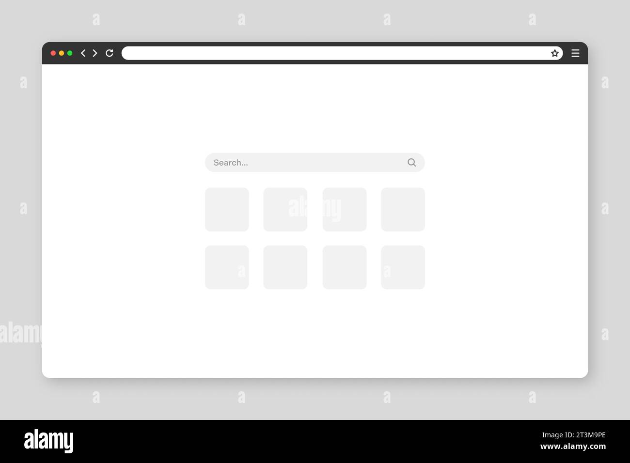 Blank web browser window with tab, toolbar and search field. Modern ...