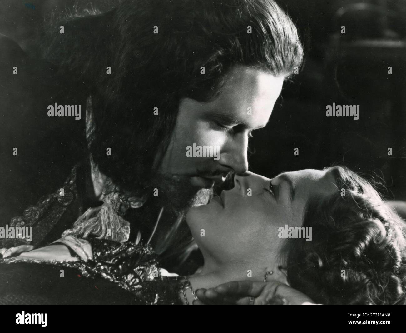 Danish actress Bodil Kjer and actor Mogens Wieth in the movie Drama Paa ...